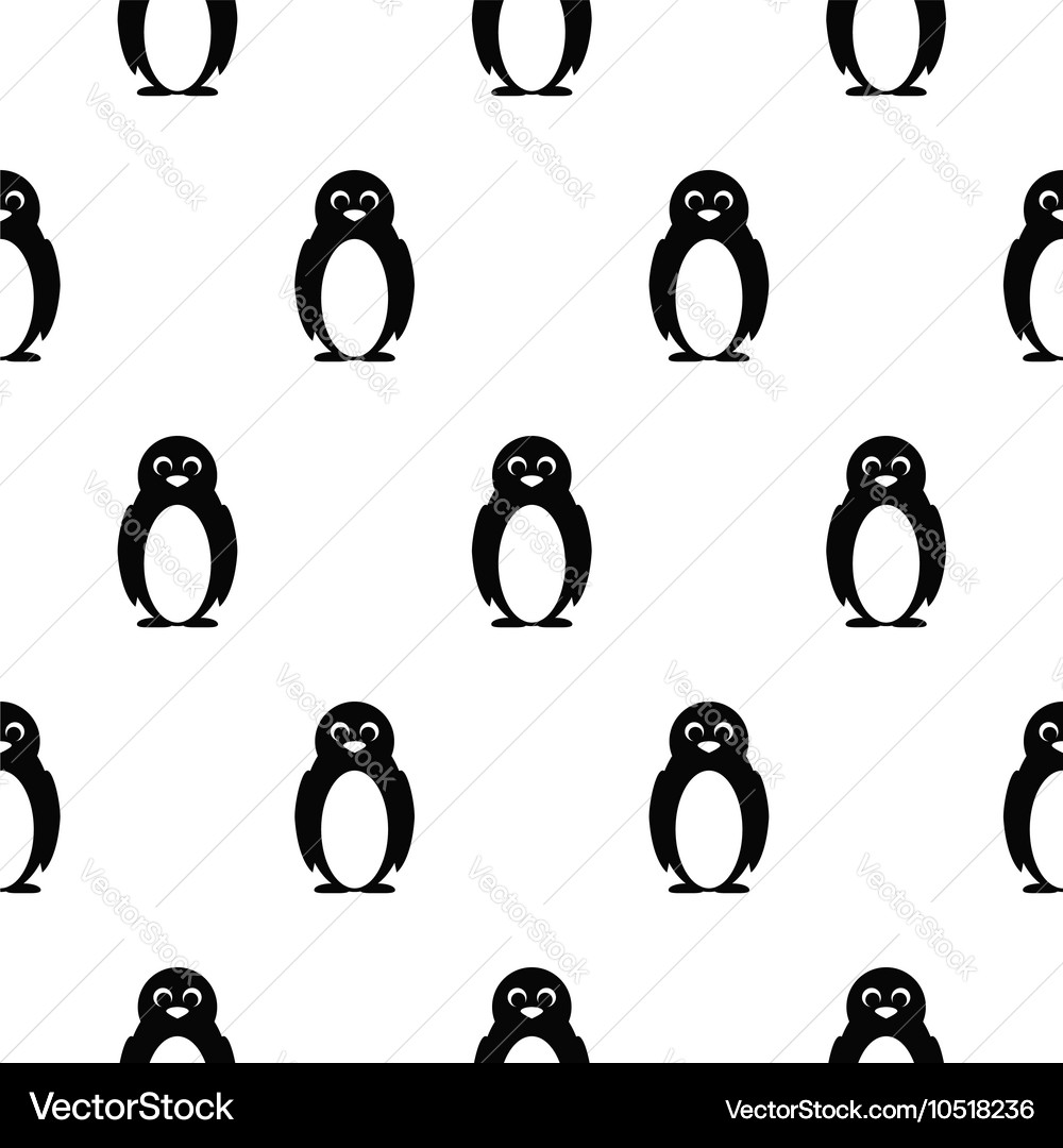 Penguin black and white kid pattern Royalty Free Vector
