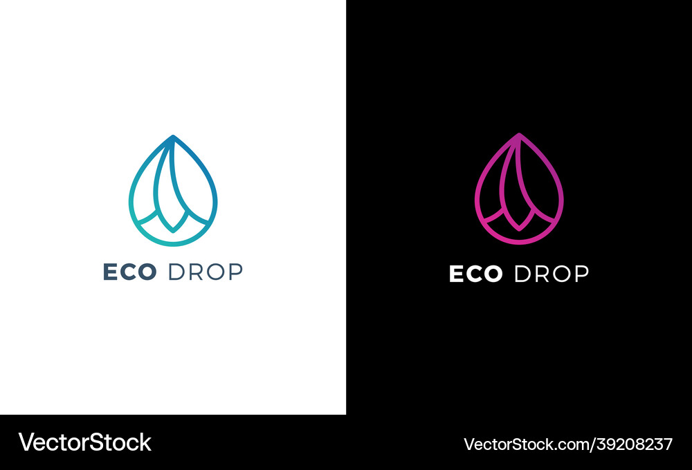 Eco drop simple and line art logo Royalty Free Vector Image