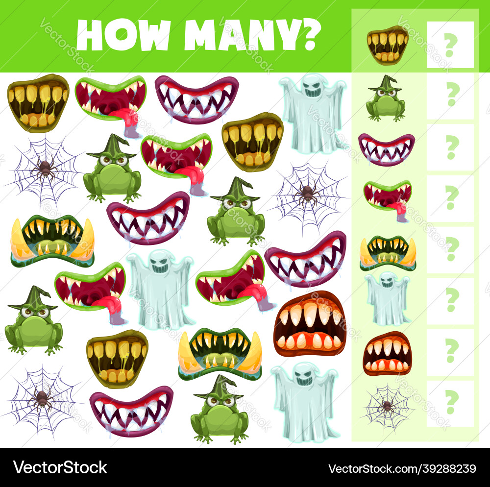 Children halloween i spy game with counting task Vector Image