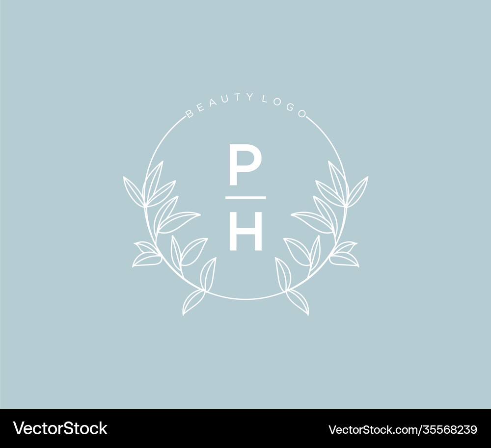 Initial ph letters beautiful floral feminine Vector Image