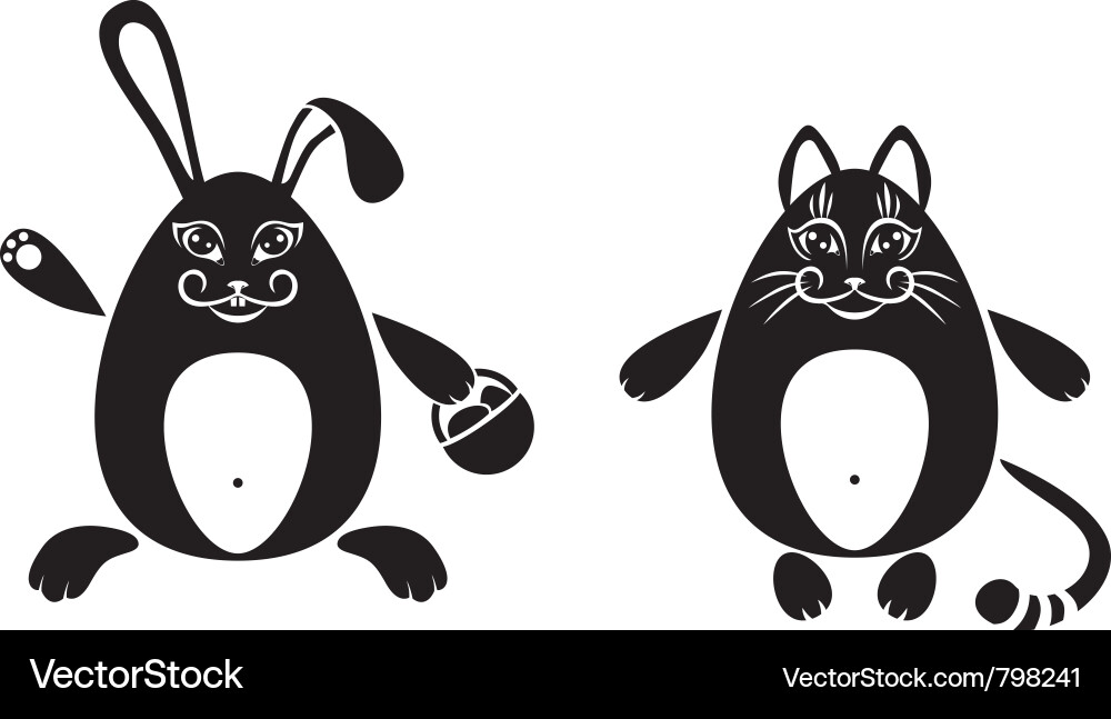 Cat and a rabbit Royalty Free Vector Image - VectorStock