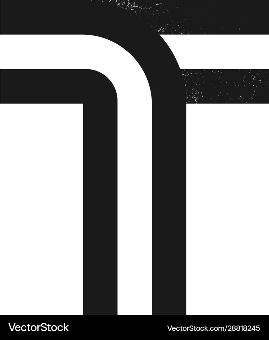 T letter logo formed two parallel lines Royalty Free Vector