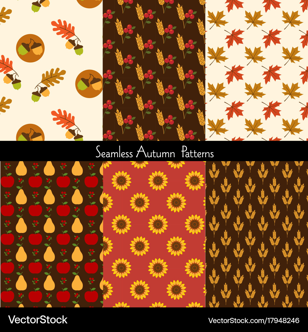 Seamless autumn patterns Royalty Free Vector Image
