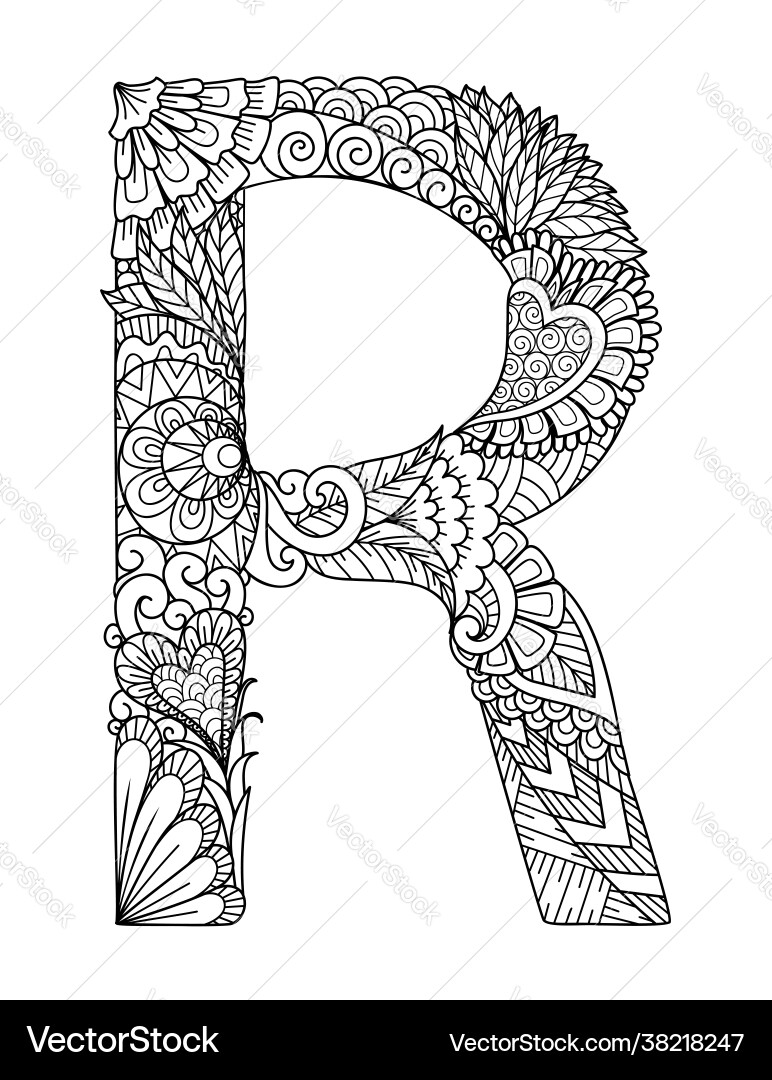 Mandala letter r monogram Royalty Free Vector Image