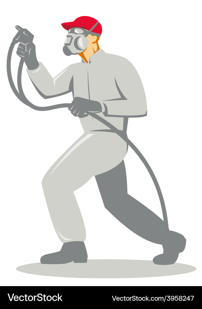 Spray painter spraying paint gun retro Royalty Free Vector