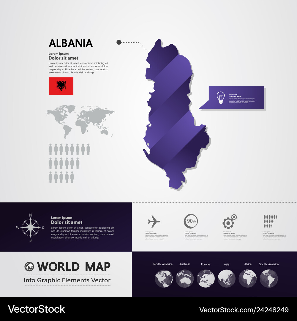 Albania map Royalty Free Vector Image - VectorStock