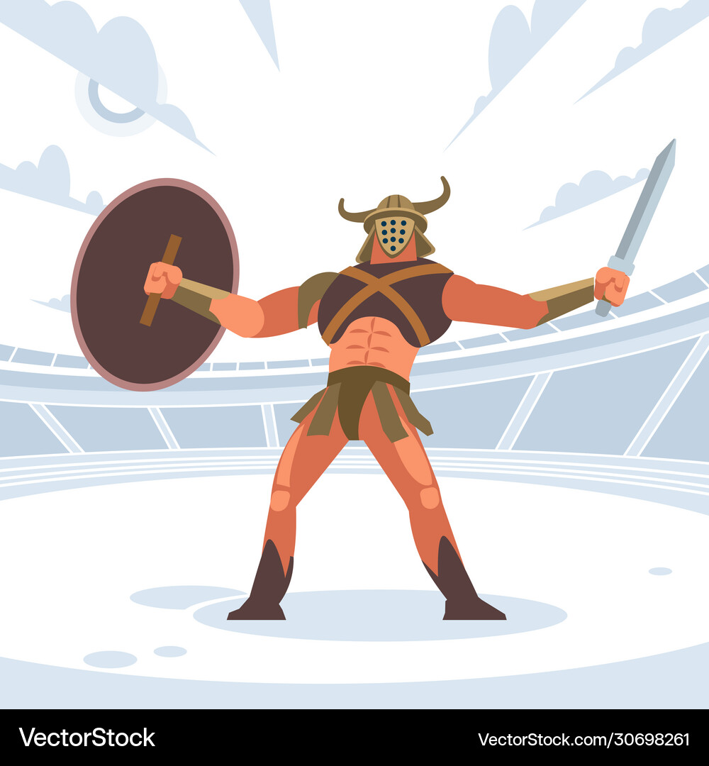 Gladiator in armor with shield isolated Royalty Free Vector