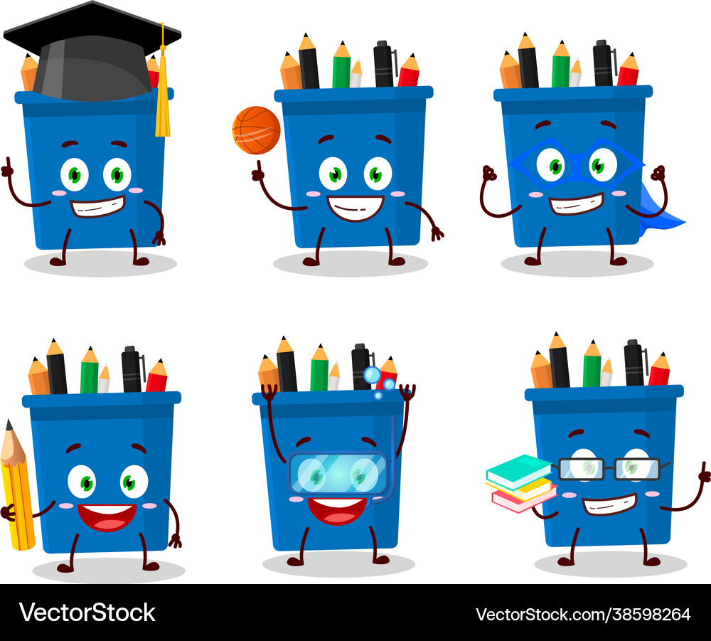 School student office pencil stand cartoon Vector Image