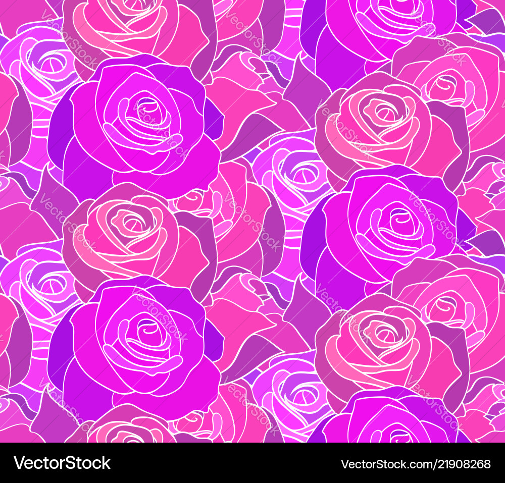 Seamless neon texture with roses the day Vector Image