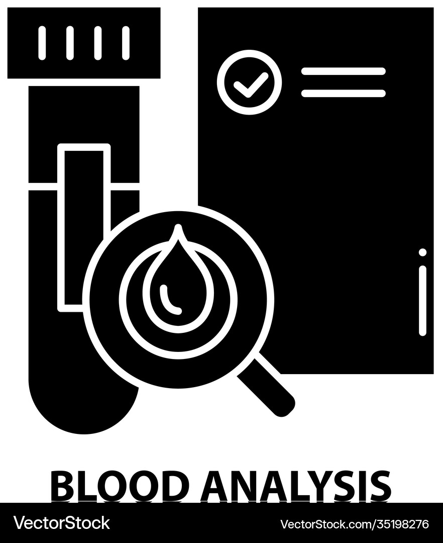 Blood analysis icon black sign Royalty Free Vector Image
