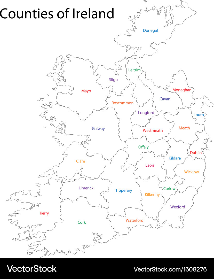 Outline Ireland map Royalty Free Vector Image - VectorStock