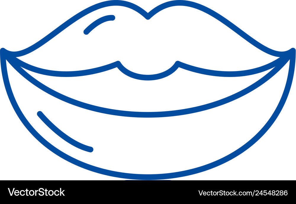 Lips line icon concept flat symbol Royalty Free Vector Image