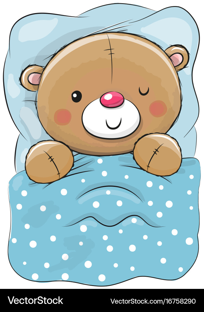 Cute cartoon sleeping teddy bear Royalty Free Vector Image