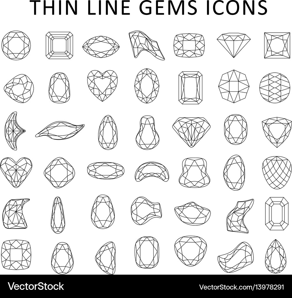Gem cut set Royalty Free Vector Image - VectorStock