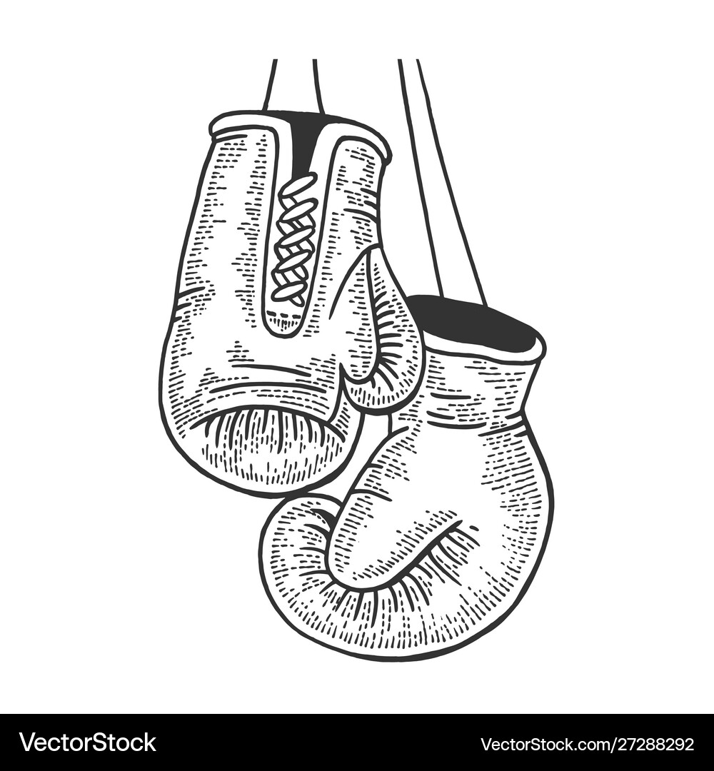 Boxing gloves sketch engraving Royalty Free Vector Image