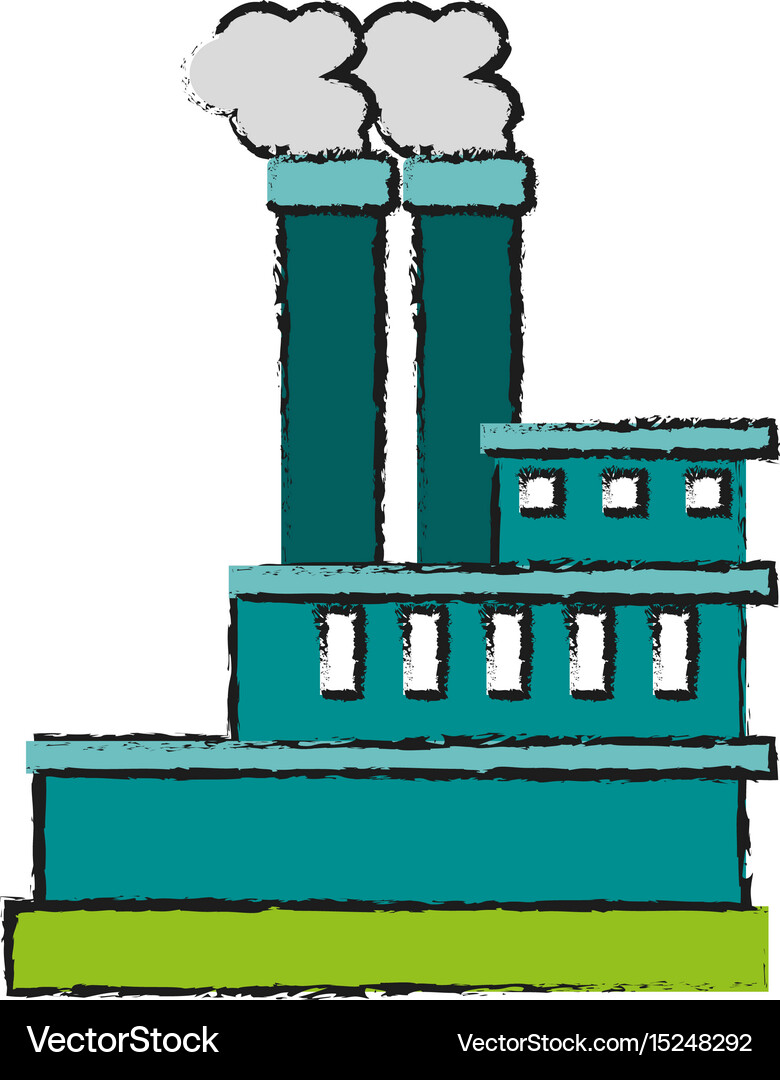 Factory cartoon draw Royalty Free Vector Image