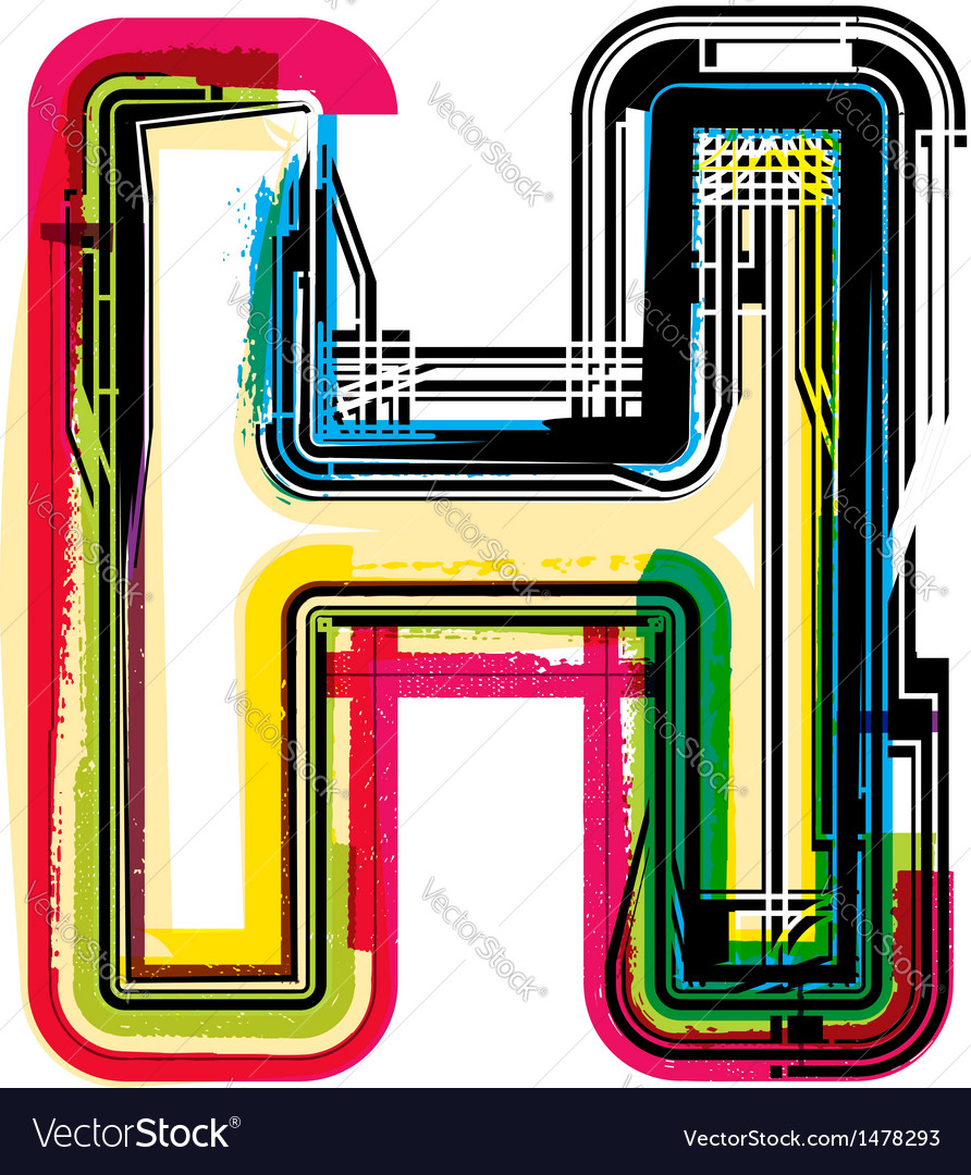 Colorful Grunge font LETTER H Vector Image by aroas - Image #1478293 ...