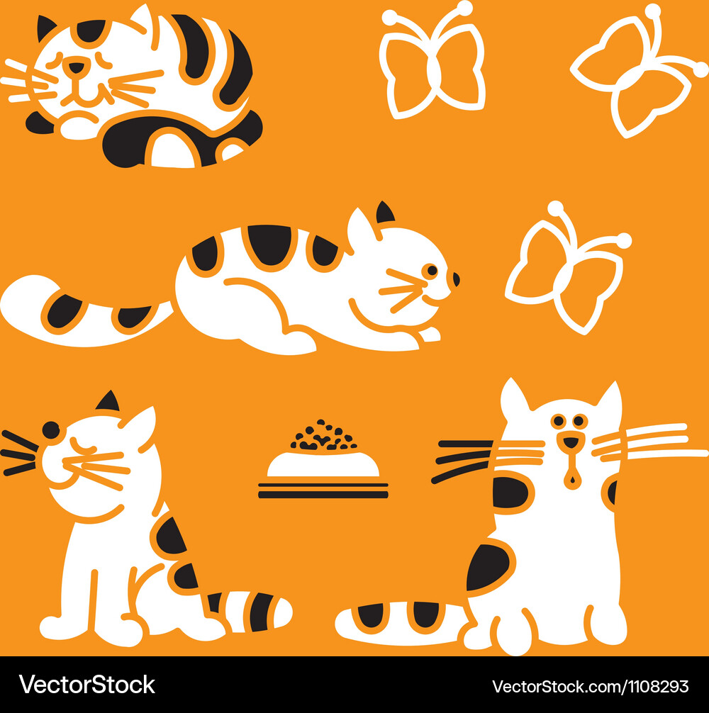 Striped cats Royalty Free Vector Image - VectorStock