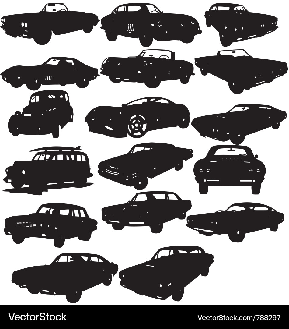 Classic car silhouettes Royalty Free Vector Image