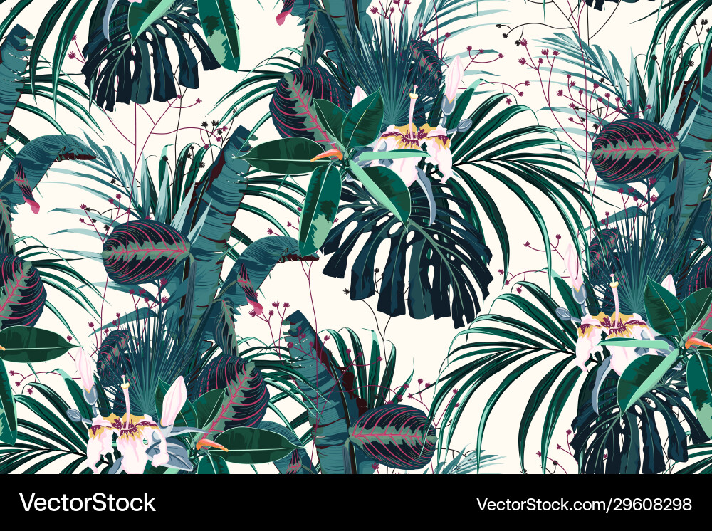 Seamless beautiful artistic bright tropical patter