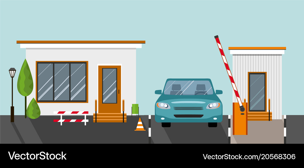 Automatic rising up barrier system gate Royalty Free Vector