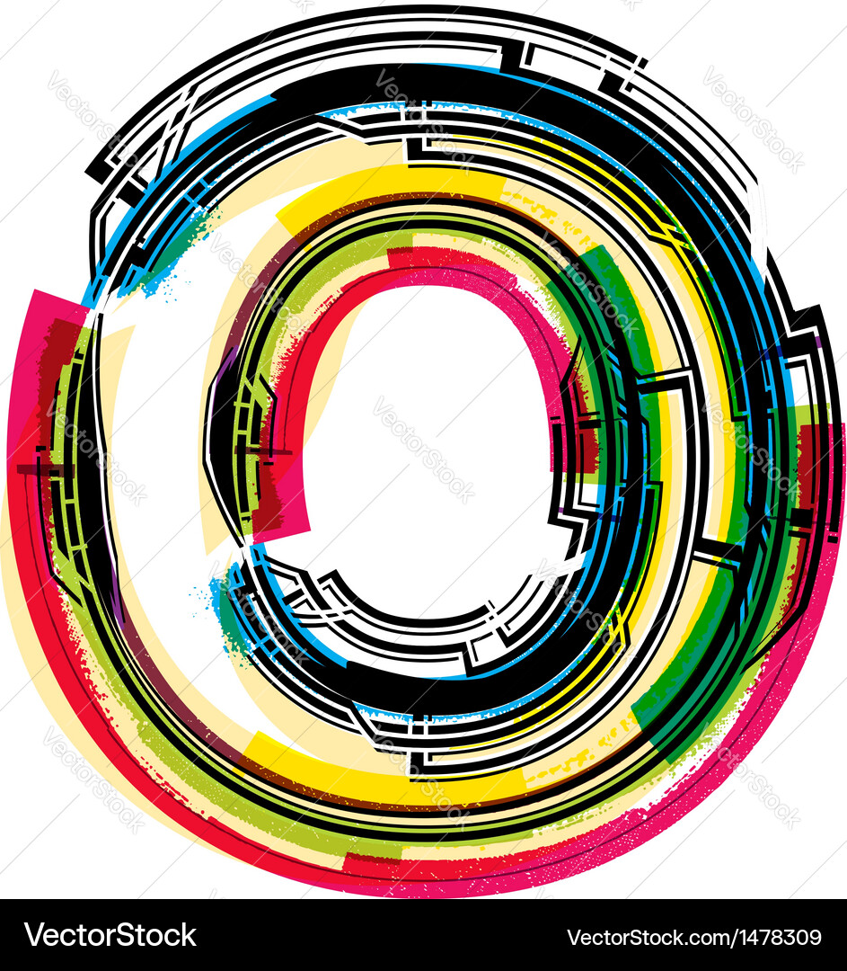 Colorful Grunge font LETTER O Royalty Free Vector Image