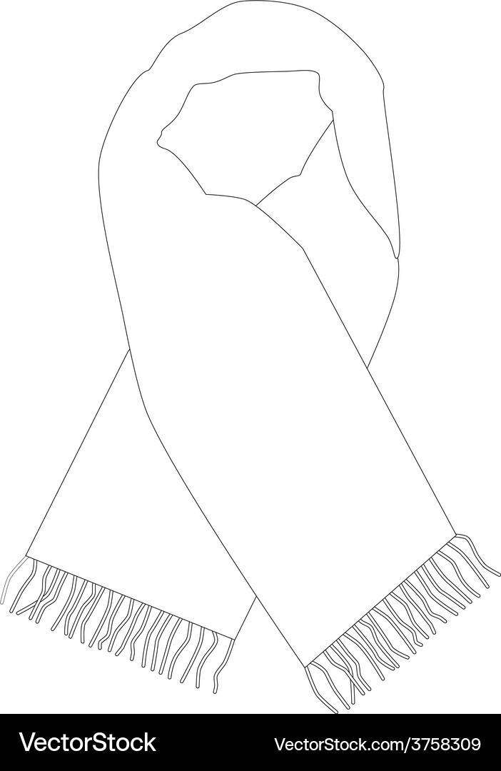White winter scarf outline drawings Royalty Free Vector