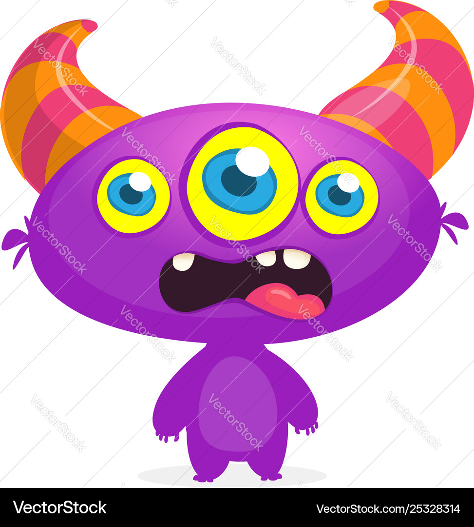 Cool cartoon alien with three eyes Royalty Free Vector Image