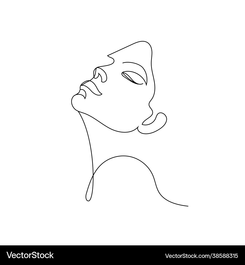 Linear face art woman portrait continuous Vector Image