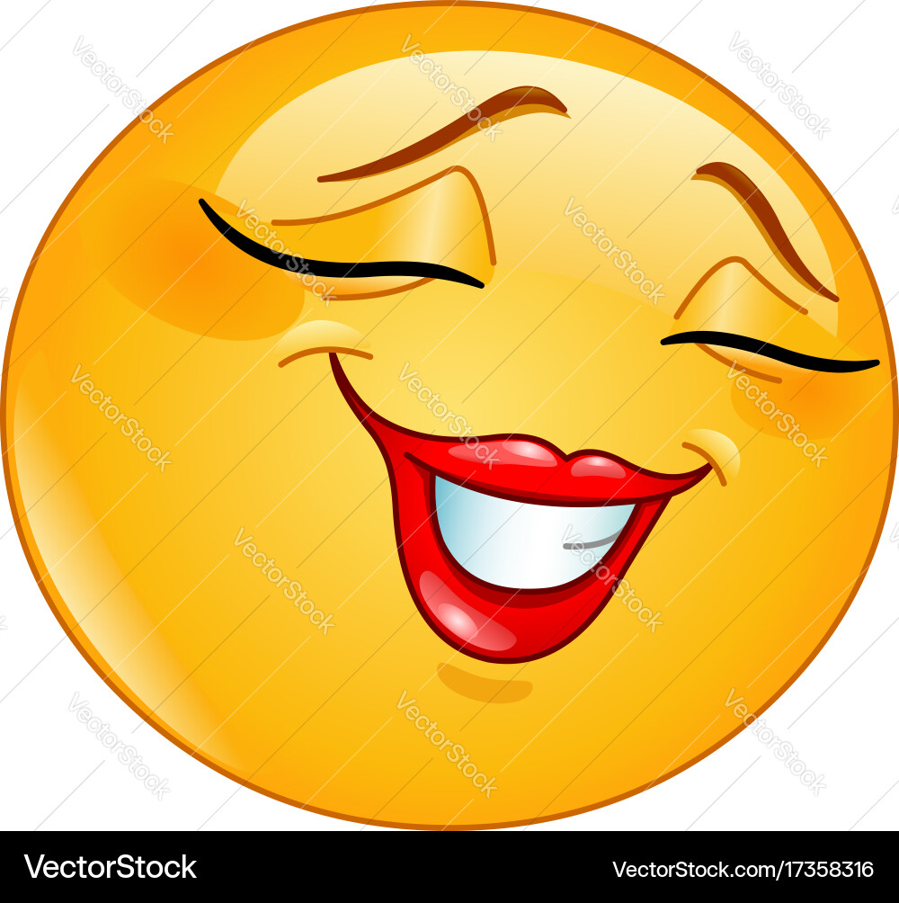 Smiling shyly female emoticon Royalty Free Vector Image