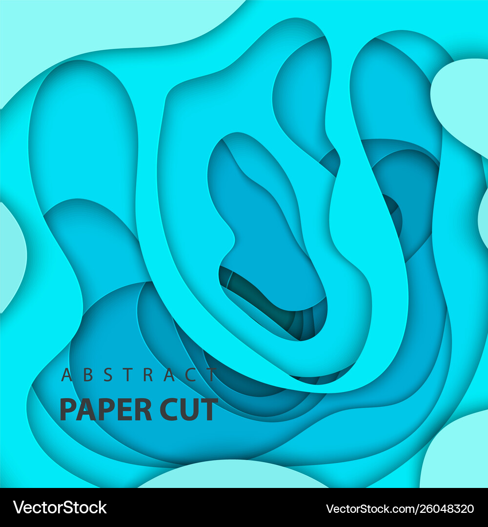 Background with deep blue color paper cut shapes Vector Image