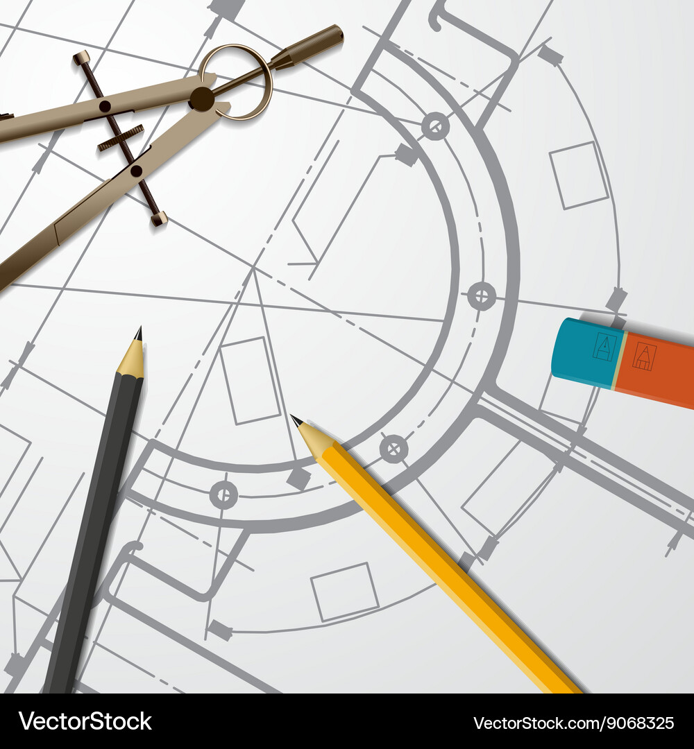 Technical blueprint of mechanism Royalty Free Vector Image