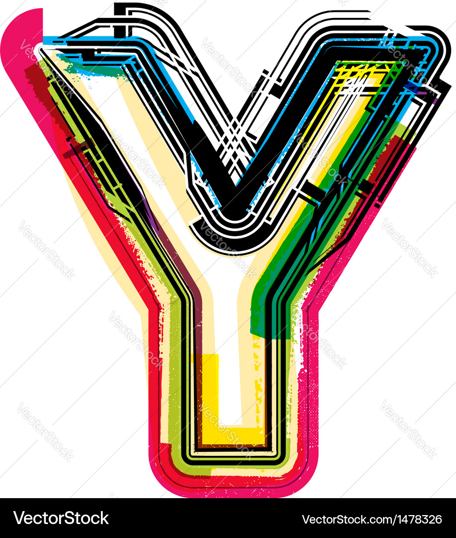 Colorful Grunge font LETTER Y Royalty Free Vector Image - VectorStock