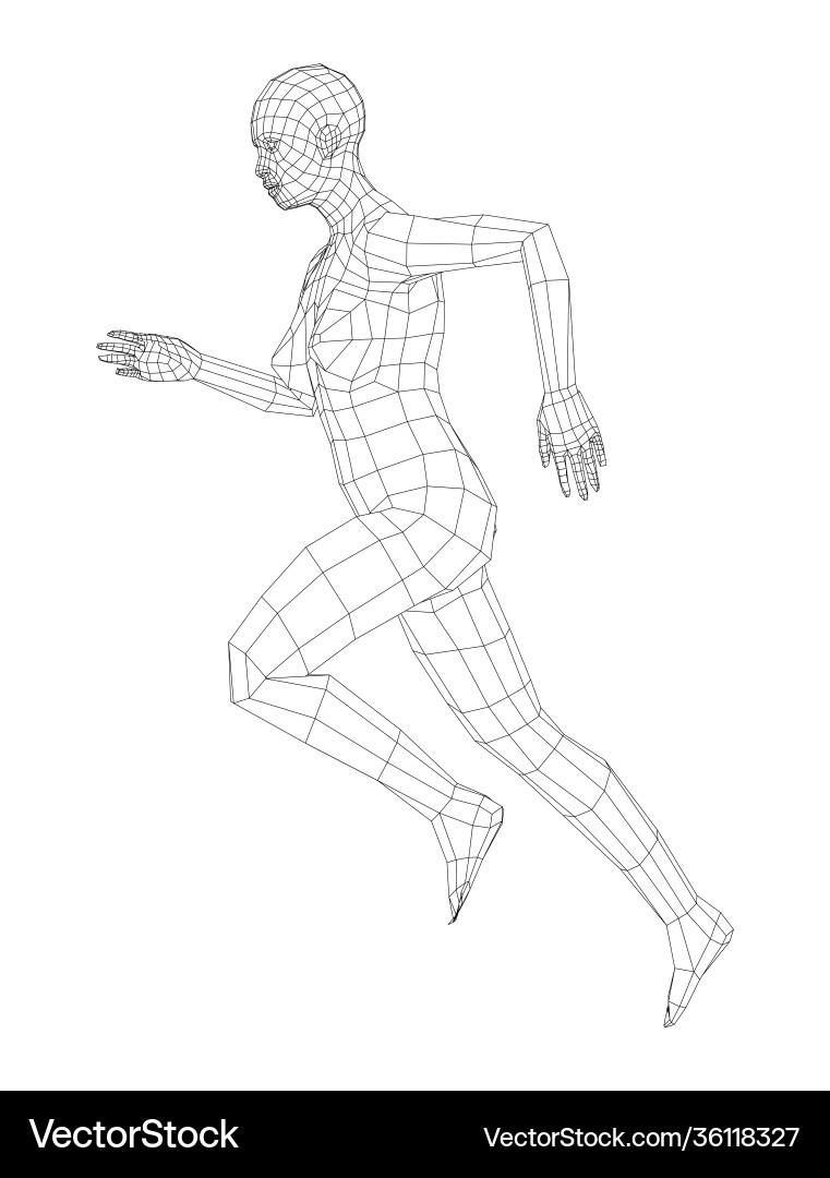 Wireframe running woman Royalty Free Vector Image