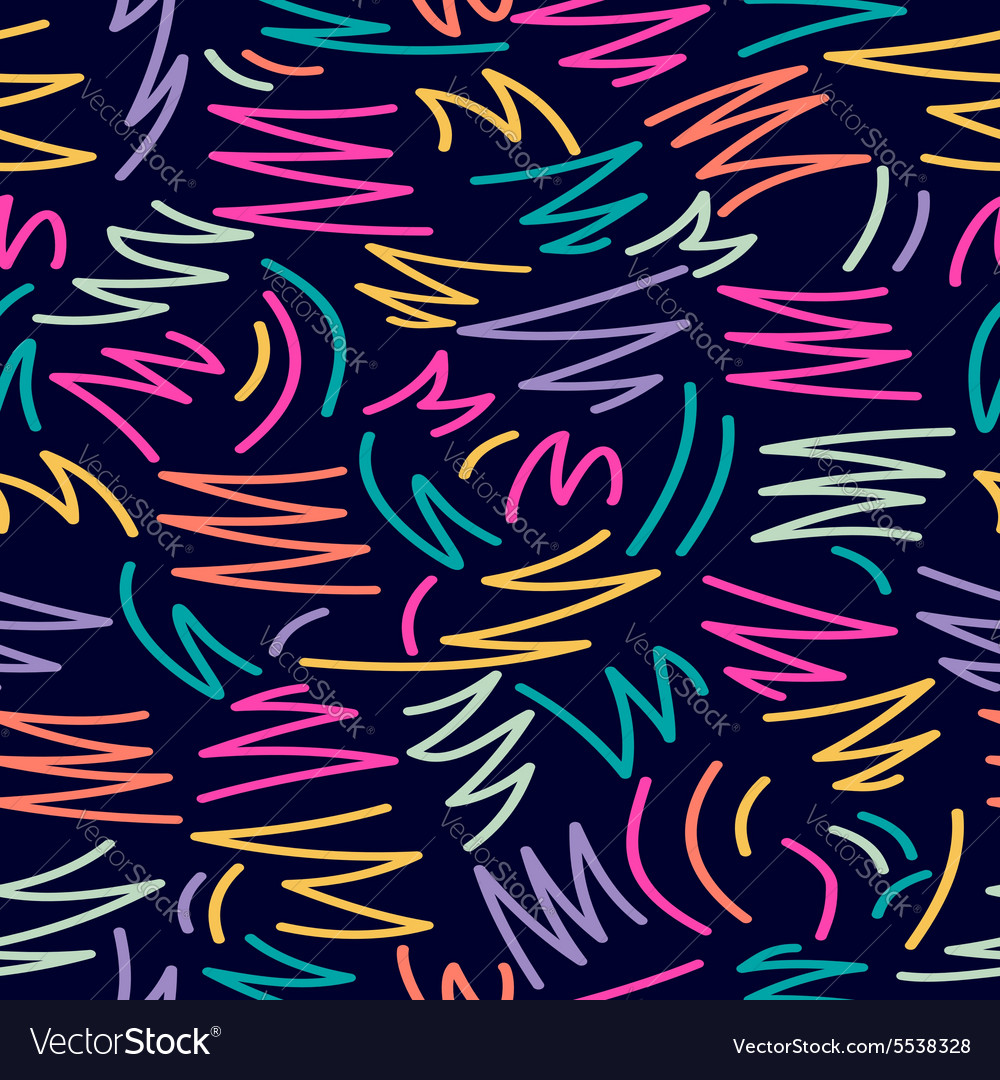 Retro 80s doodle pattern background Royalty Free Vector