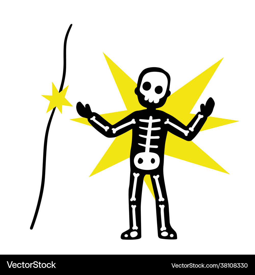 Electric shock skeleton touch wire Royalty Free Vector Image