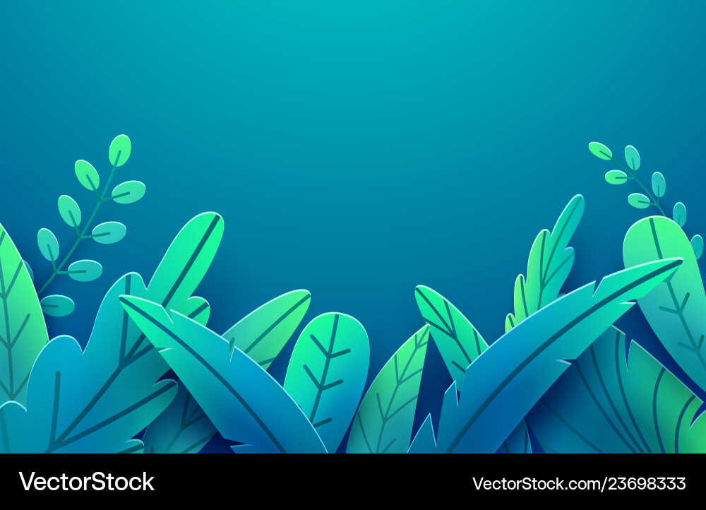 Paper spring leaves border cut style Royalty Free Vector