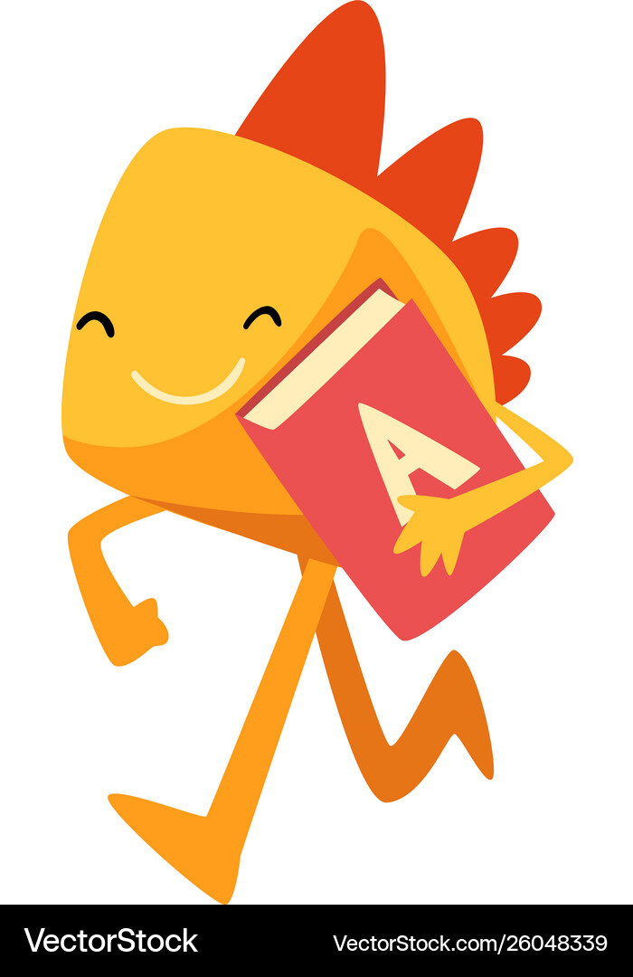 Cute freaky monster running with book funny Vector Image