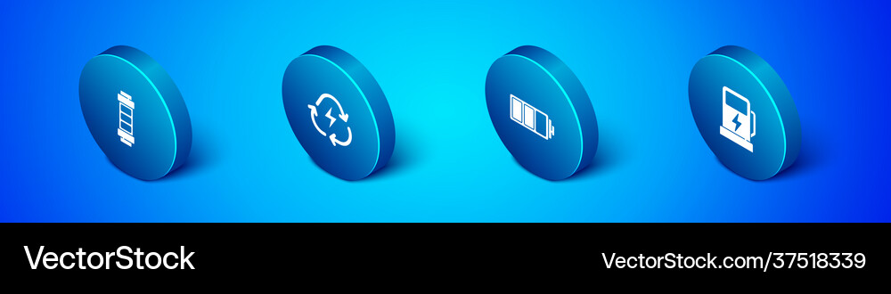 Set isometric battery electric car charging Vector Image