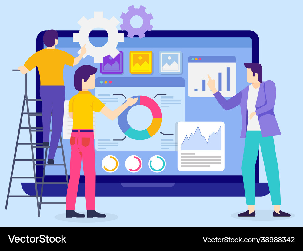 Business team working on website search Royalty Free Vector
