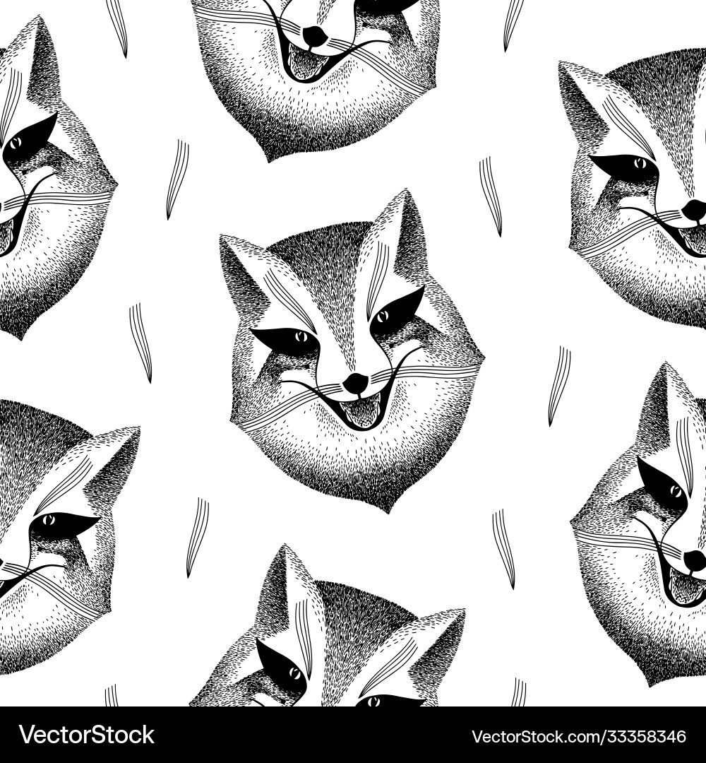 Seamless pattern with fox face sly fox smiles Vector Image