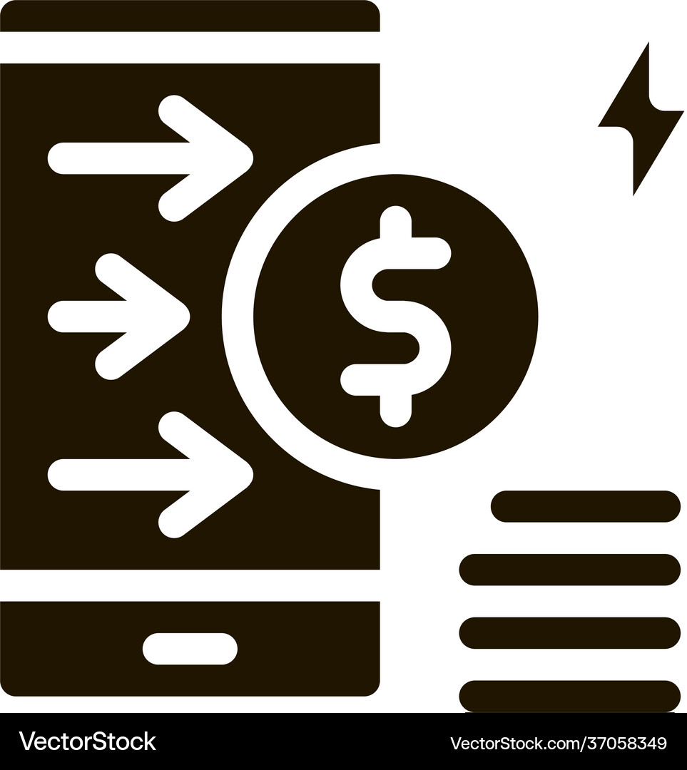Money transfer phone icon glyph Royalty Free Vector Image