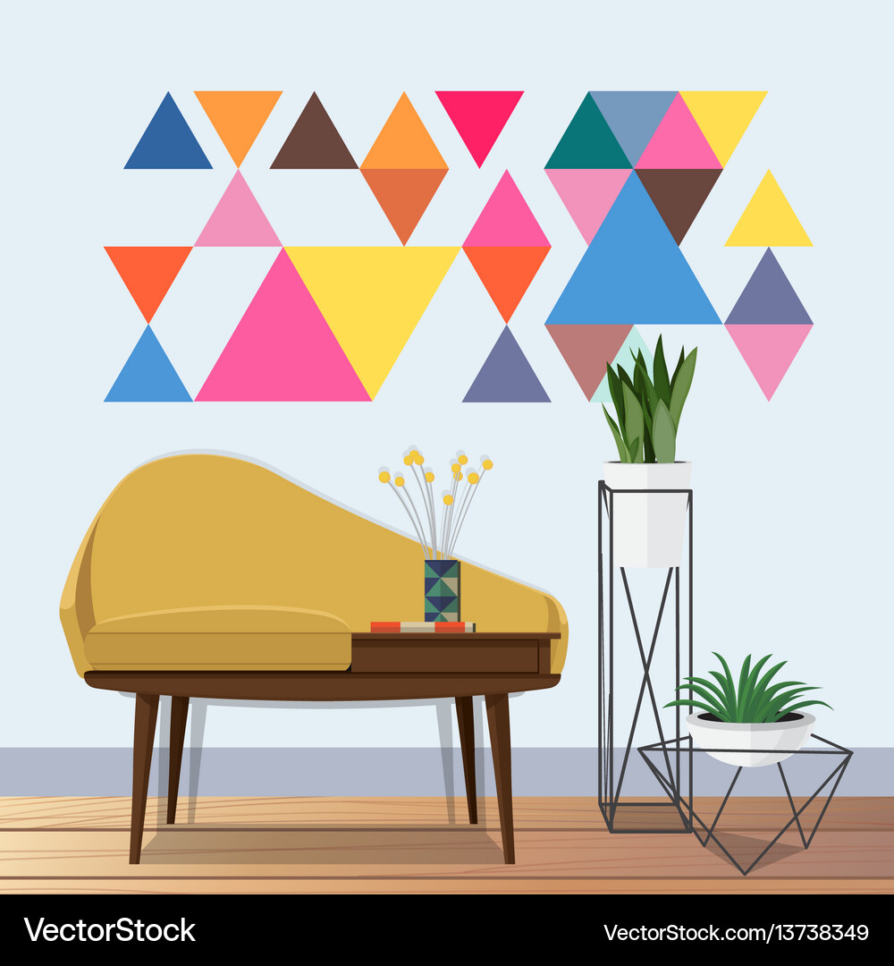 Vintage living room idea Royalty Free Vector Image