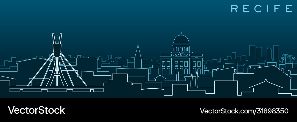 Recife multiple lines skyline and landmarks Vector Image