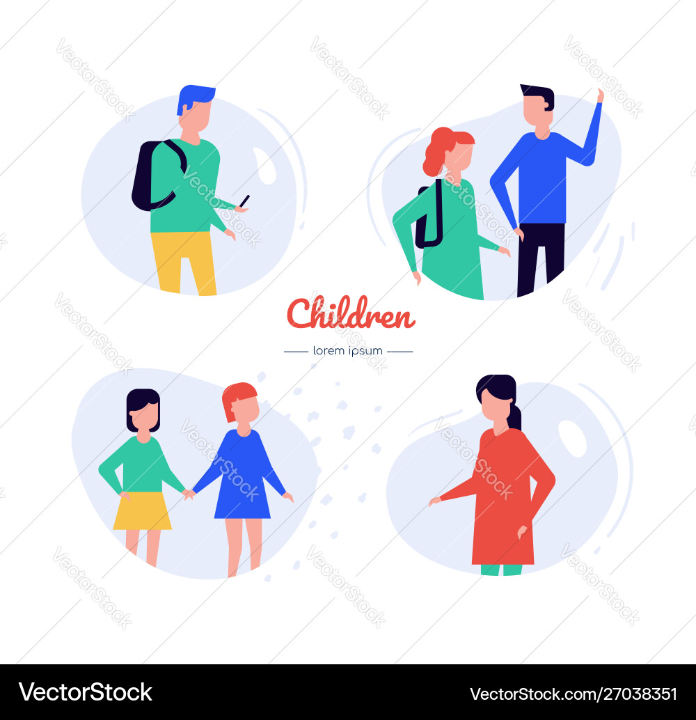 Children - flat design style characters set Vector Image