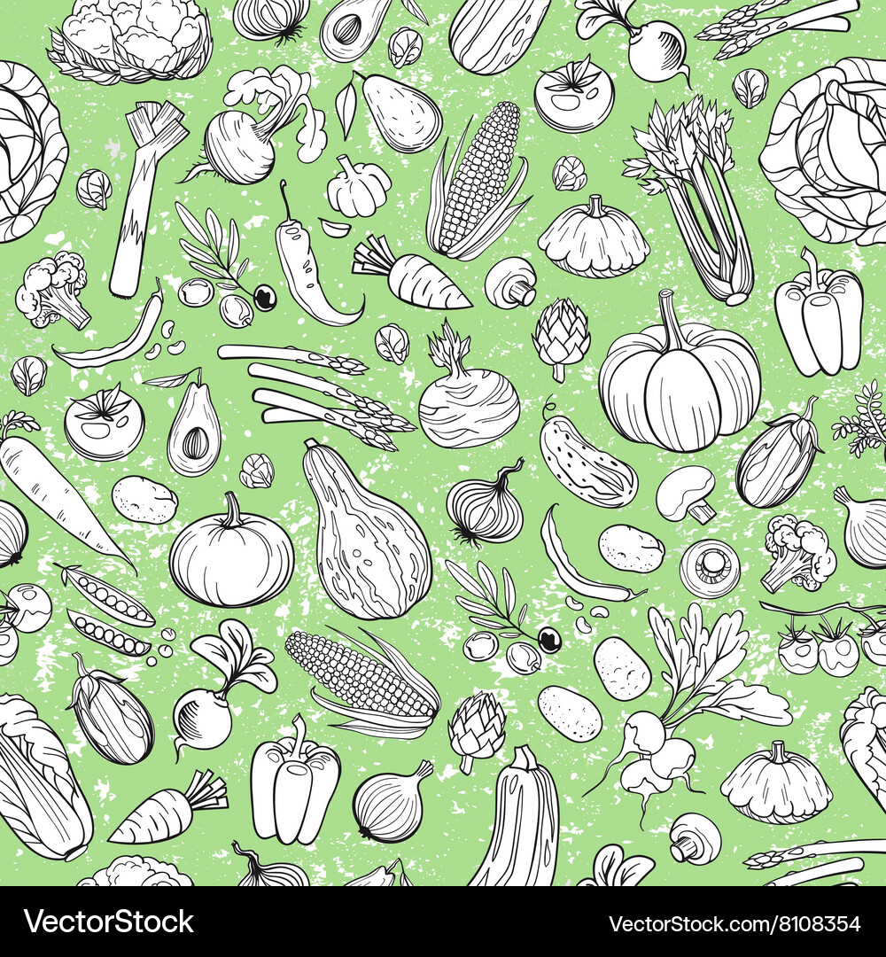 Different vegetables drawings Royalty Free Vector Image