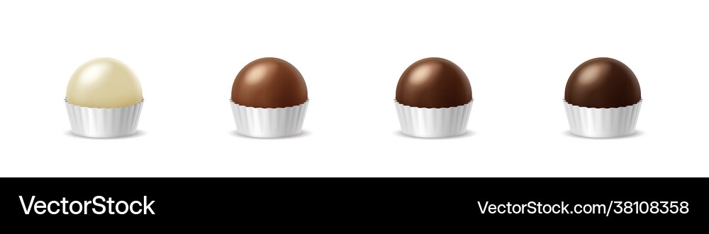 Realistic chocolate candies set white milk Vector Image