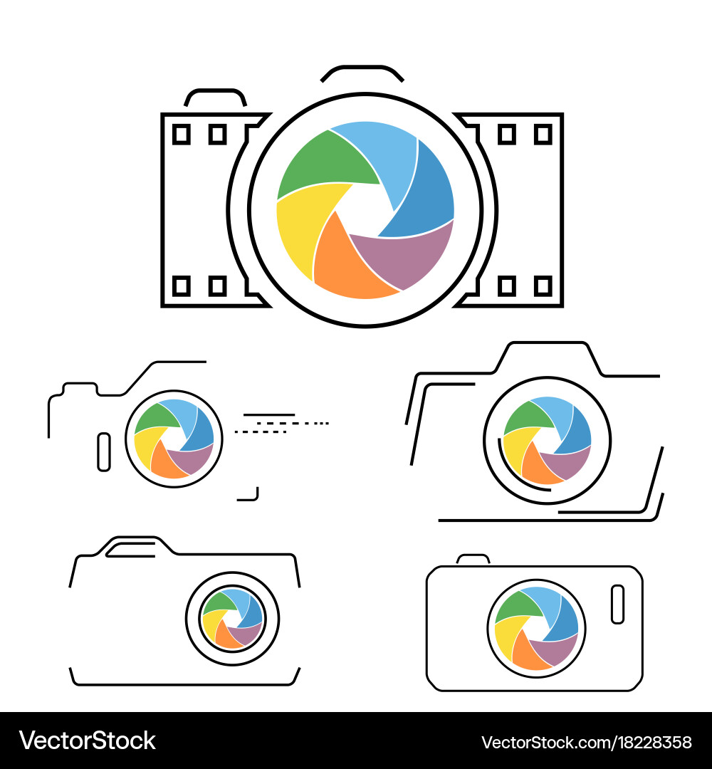 Thin line flat camera icon Royalty Free Vector Image