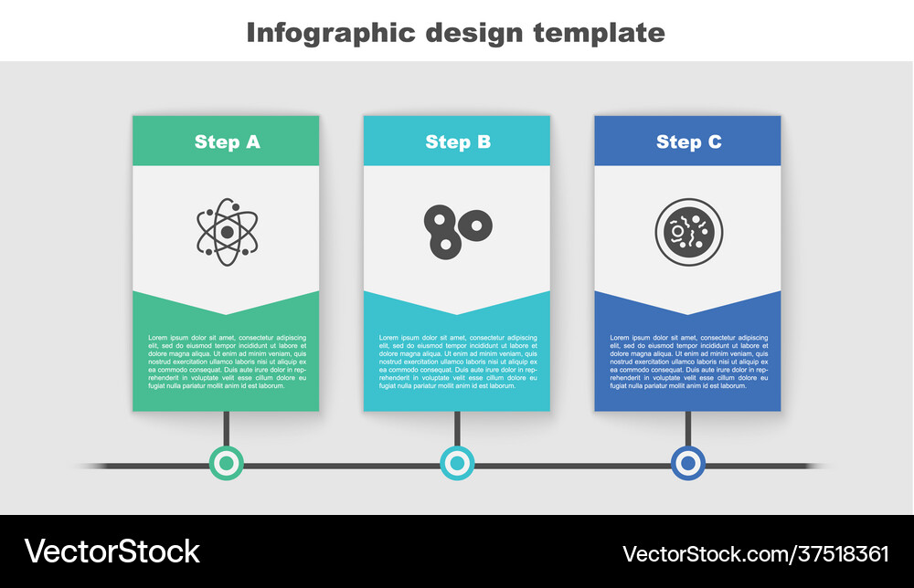 Set atom cell division and petri dish Royalty Free Vector
