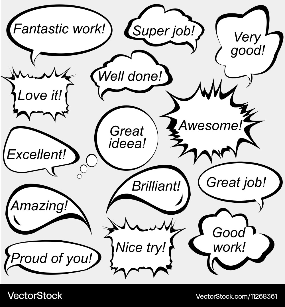 Speech bubbles with positive feedback messages Vector Image
